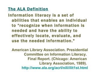 Info Literacy & Lifelong Learning | PPT