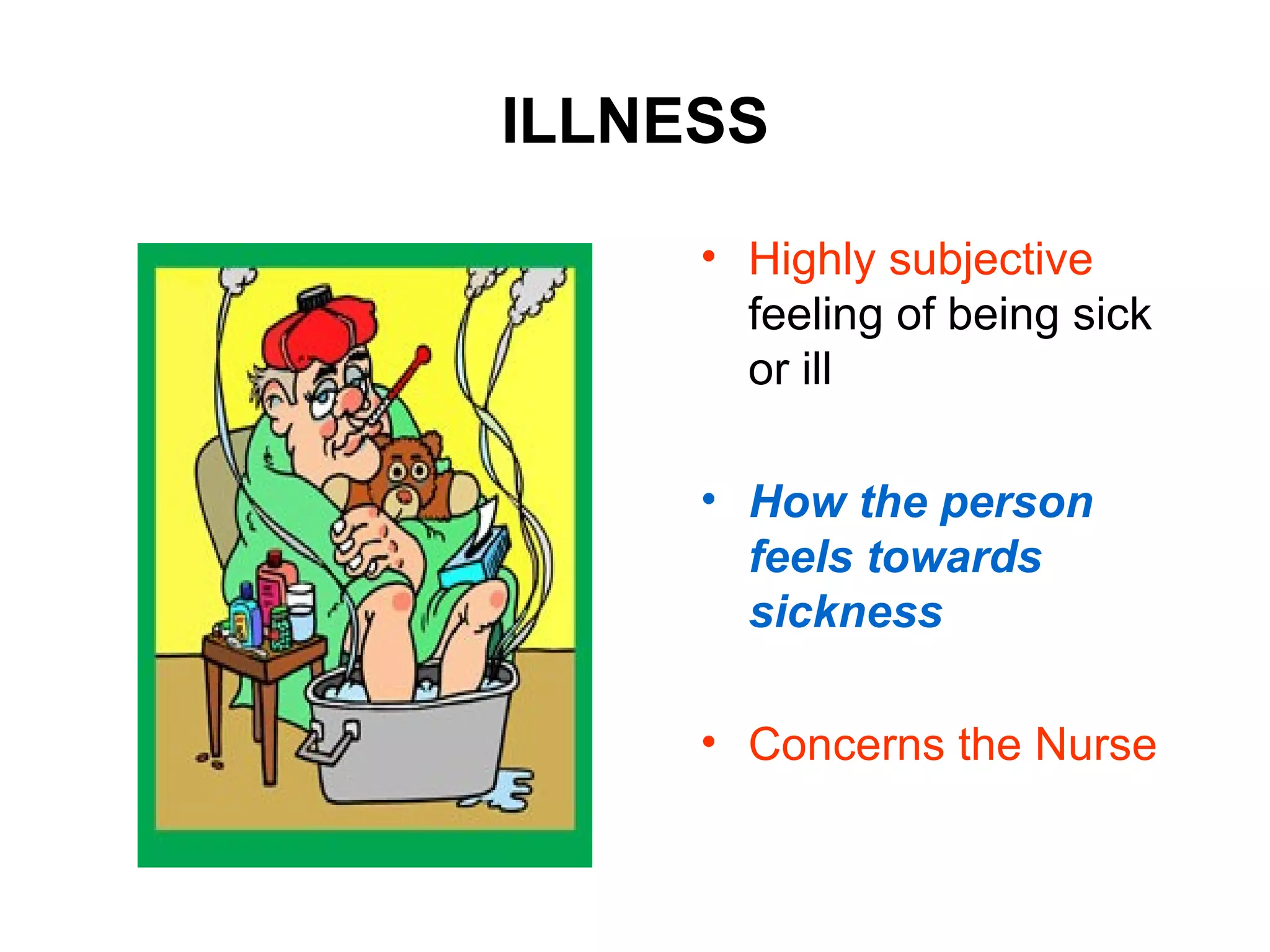 ILLNESS, WELLNESS AND HEALTH , SCOPE OF NURSING | PPT