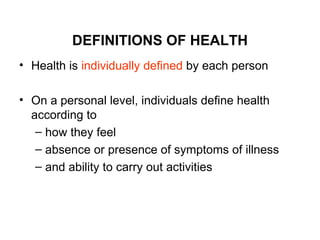 ILLNESS, WELLNESS AND HEALTH , SCOPE OF NURSING | PPT
