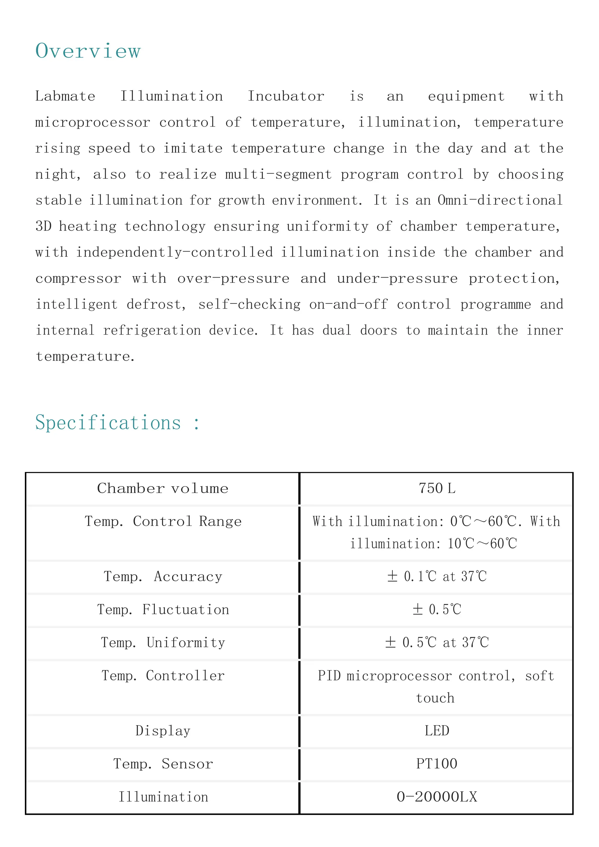 Illumination-Incubator-LMII-A108 Laboratory Equipment | PDF | Home Appliances | Home & Garden