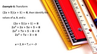 Illustrates quadratic equation | PDF