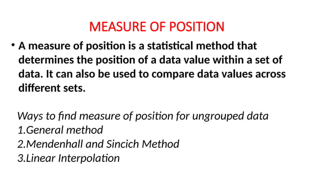 a powerpoint presentation on illustrating measure of position | PPT