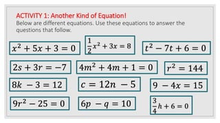 Quadratic Equation Questions