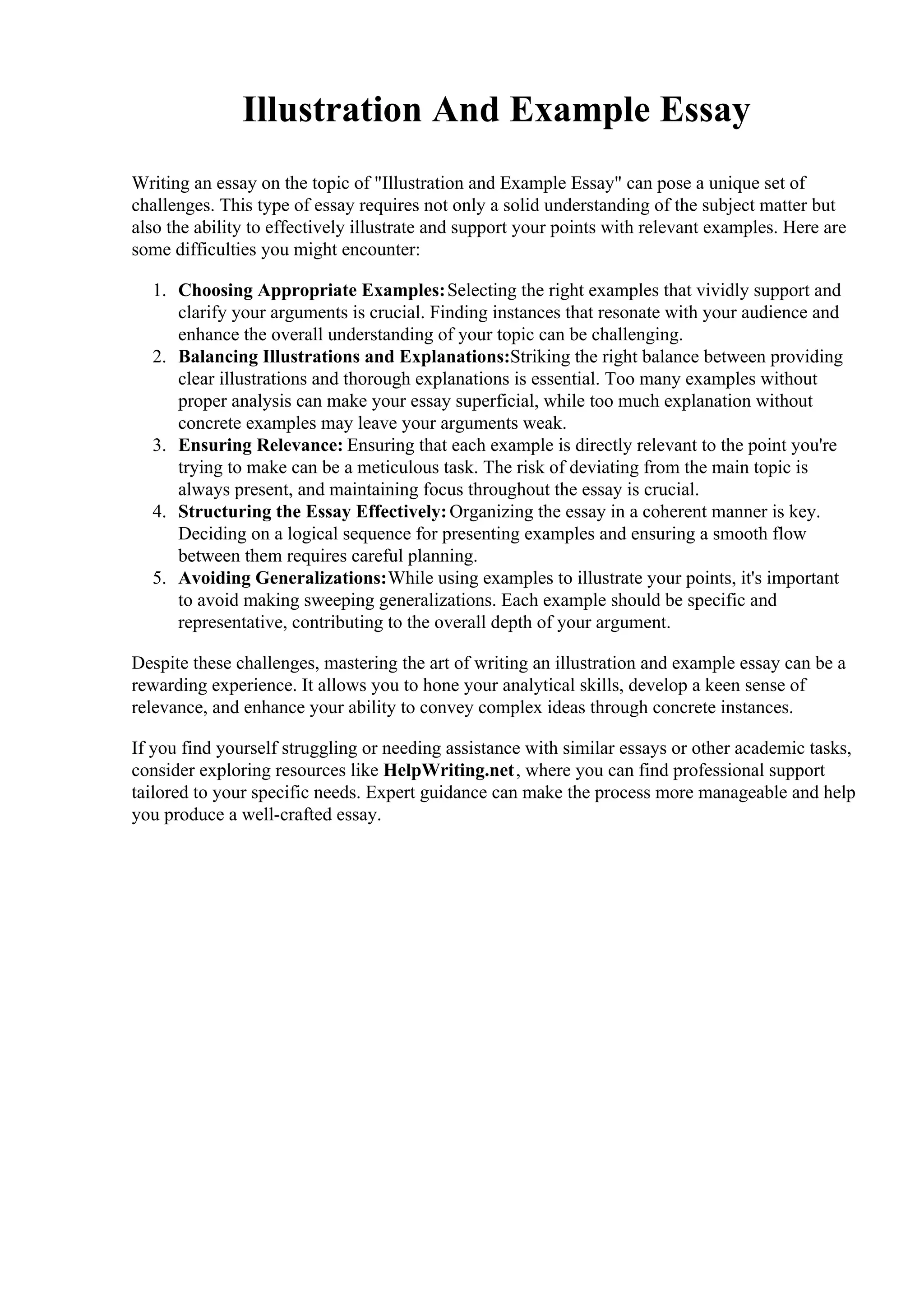 Illustration And Example Essay. Wheeling Jesuit University | PDF