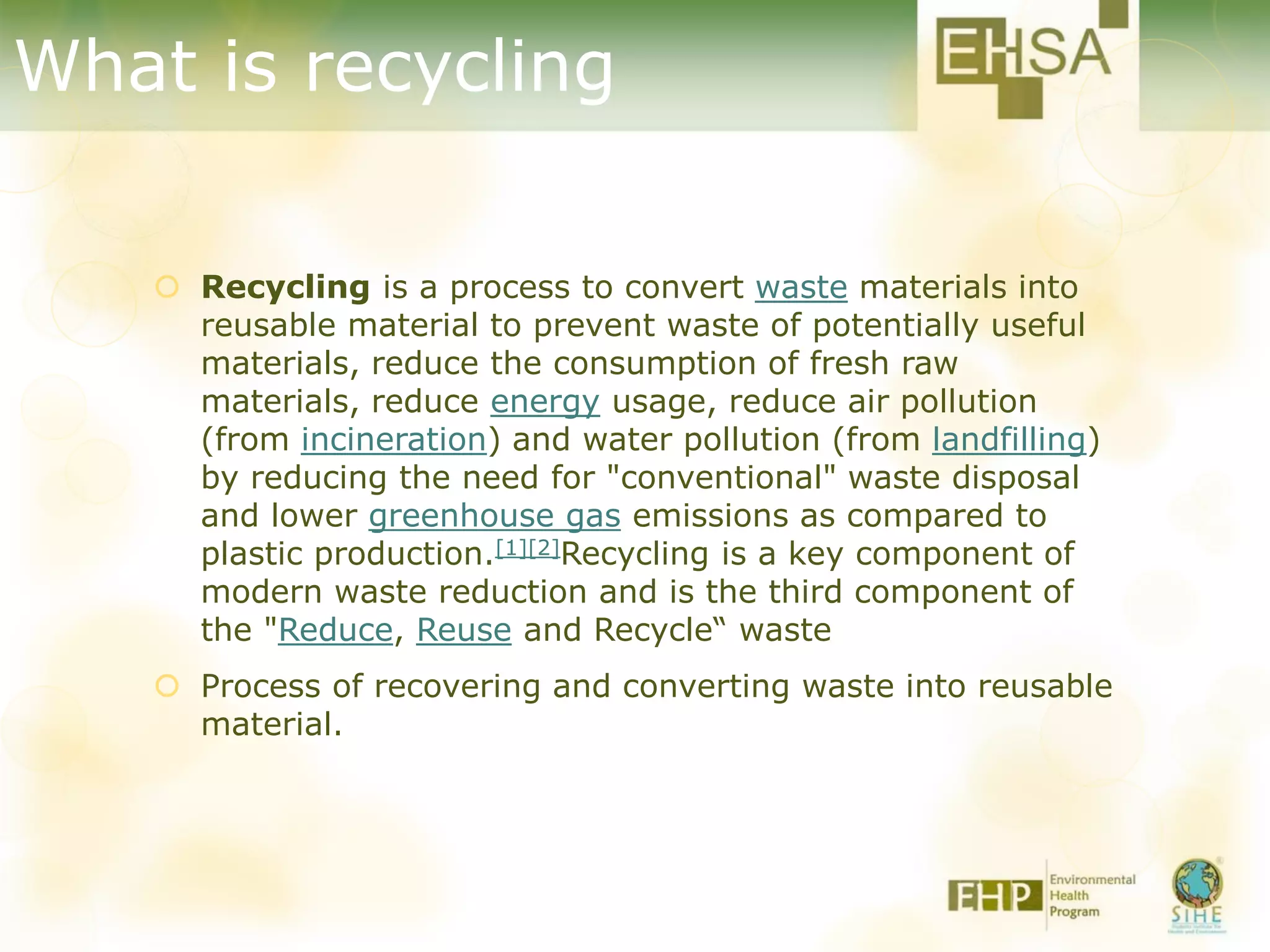 Waste Recycling @ Home | PPTX
