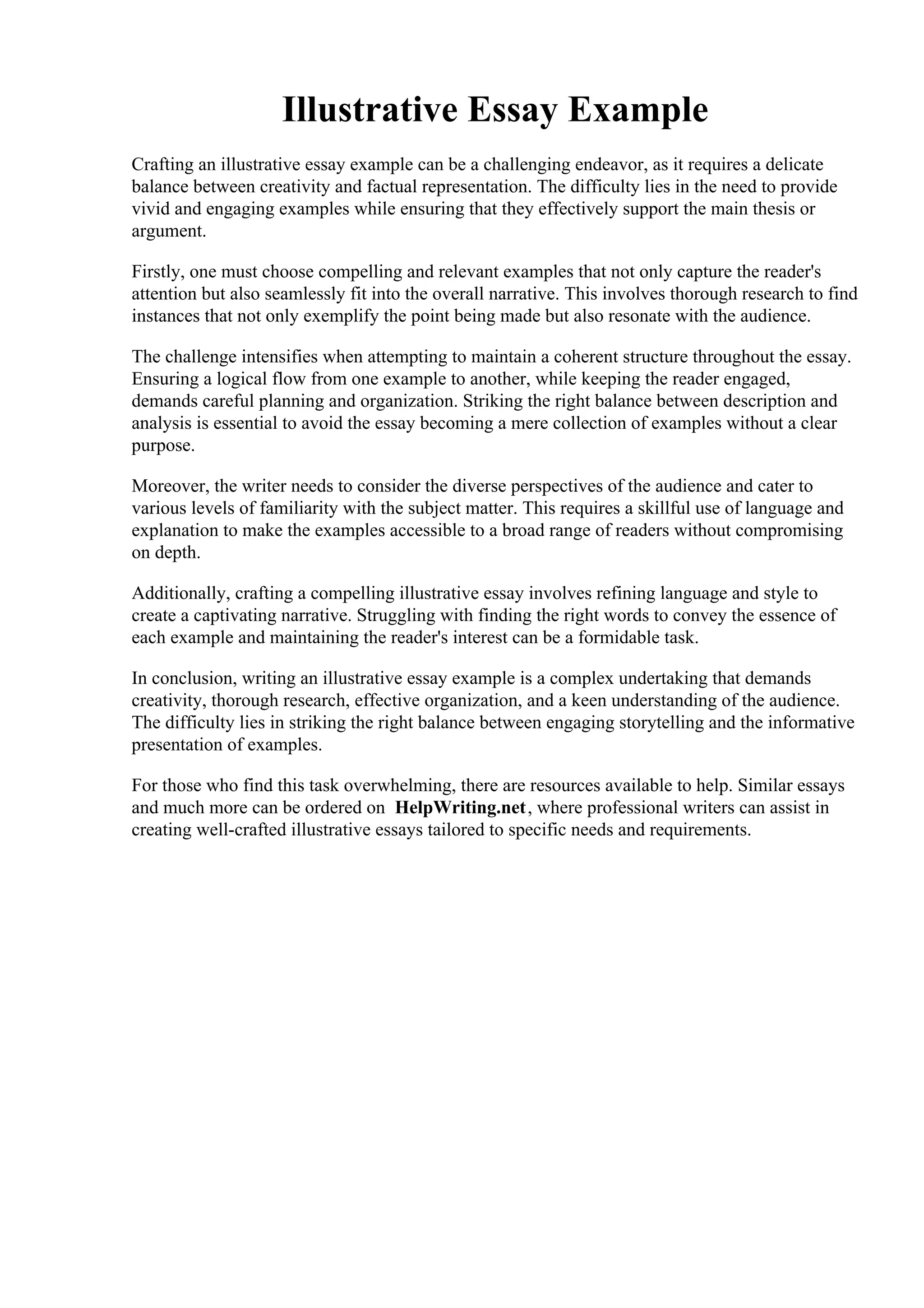 Illustrative Essay Example | PDF