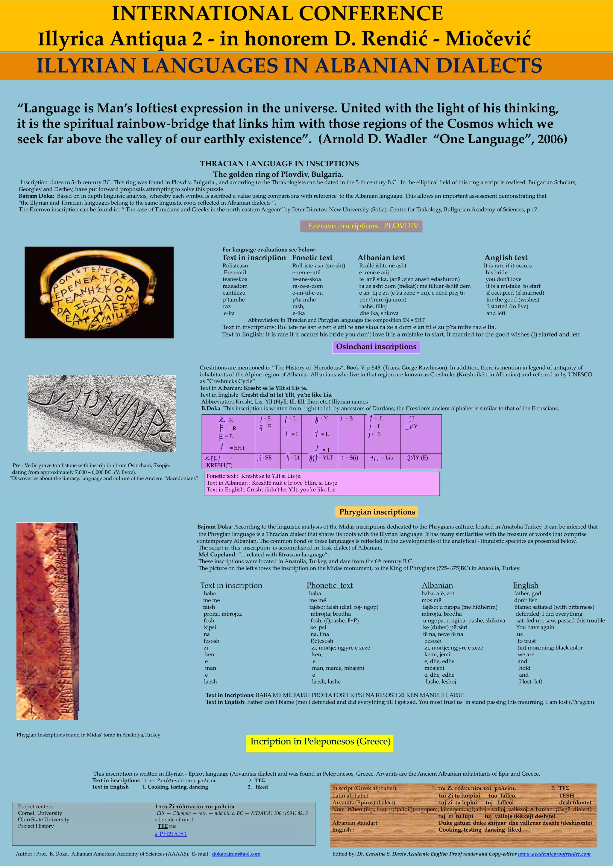 Illyrian languages. poster no. 2 | PDF