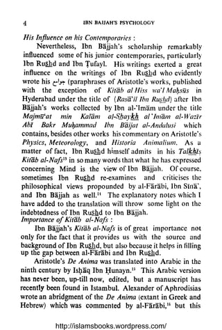 Ilm-al-Nafs by Shaykh Ibn Bajjah | PDF
