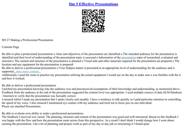 Ilm 5 Effective Presentations | PDF | Educational Assessment | Education