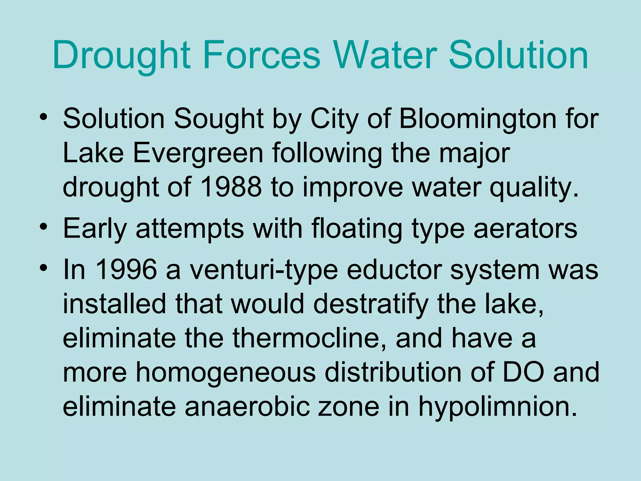 Ilma Lake Destratification With Venturi Type Eductor | PPT