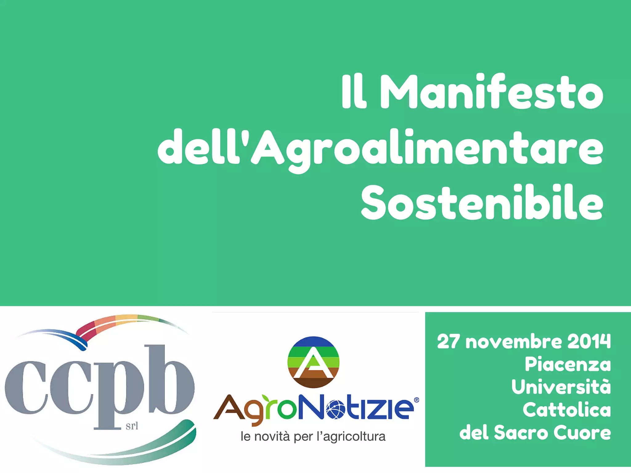 Il Manifesto dell'Agroalimentare Sostenibile | PDF