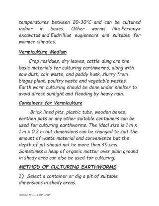 DISCUSS IN DETAIL VERMICULTURE…. Vermiculture Medium Containers for ...