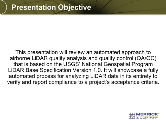 Automated LiDAR Data Quality Control | PPT
