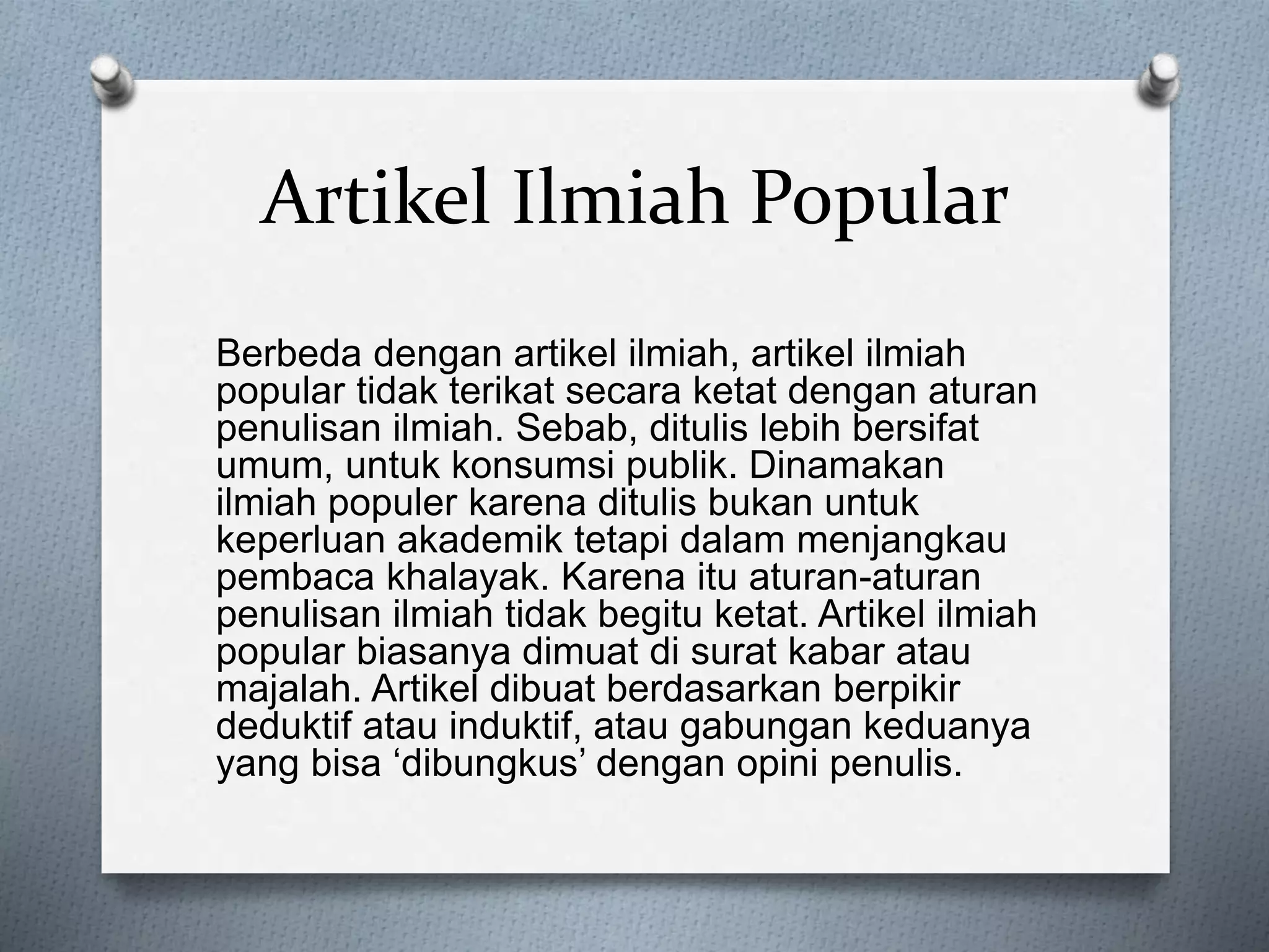Ilmiah populer | PPTX