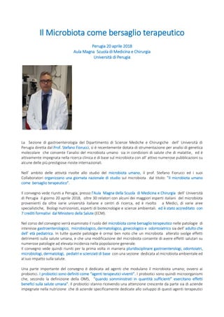 Il punto sul microbiota e le malattie umane- Covegno scientifico | PDF | Digestive Disorders ...