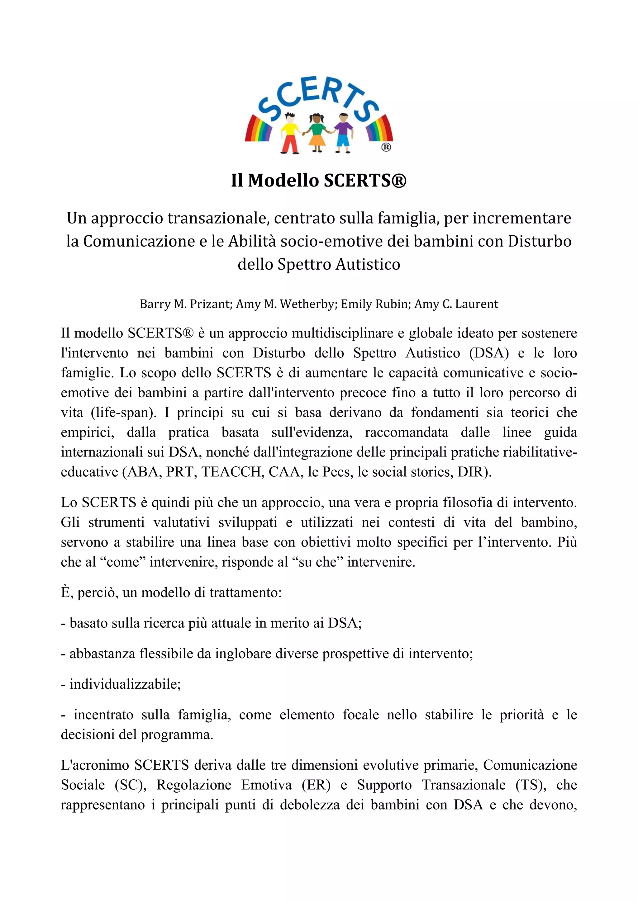 Il modello SCERTS per l'autismo | PDF