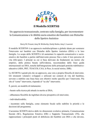 Il modello SCERTS per l'autismo | PDF