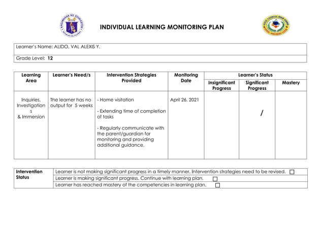 ILMP Sample.document..................... | PPT