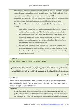 Kitab Al Faraidh (Jami Tirmidhi) - Australian Islamic Library | PDF