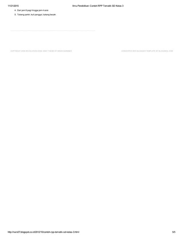 Ilmu pendidikan contoh rpp tematik sd kelas 3 | PDF