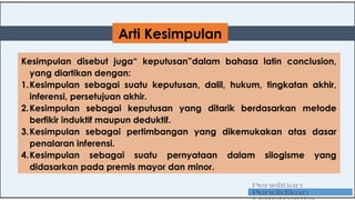 Ilmu pengetahuan dan pendekatan ilmiah, kesimpulan | PPT