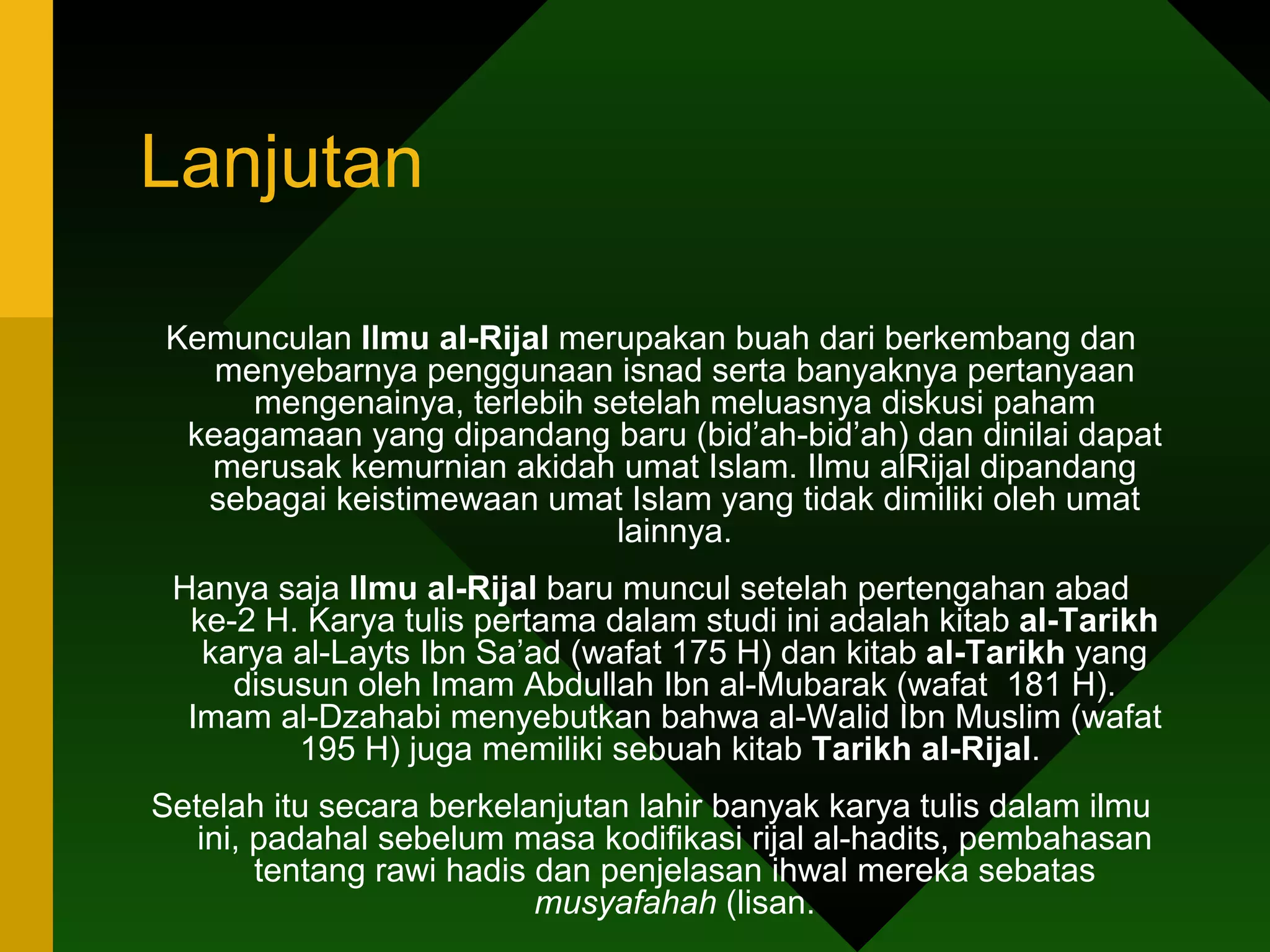 Ilmu rijal al hadits | PPT