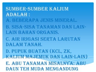 Mata Kuliah Ilmu tanah - kalium | PPTX