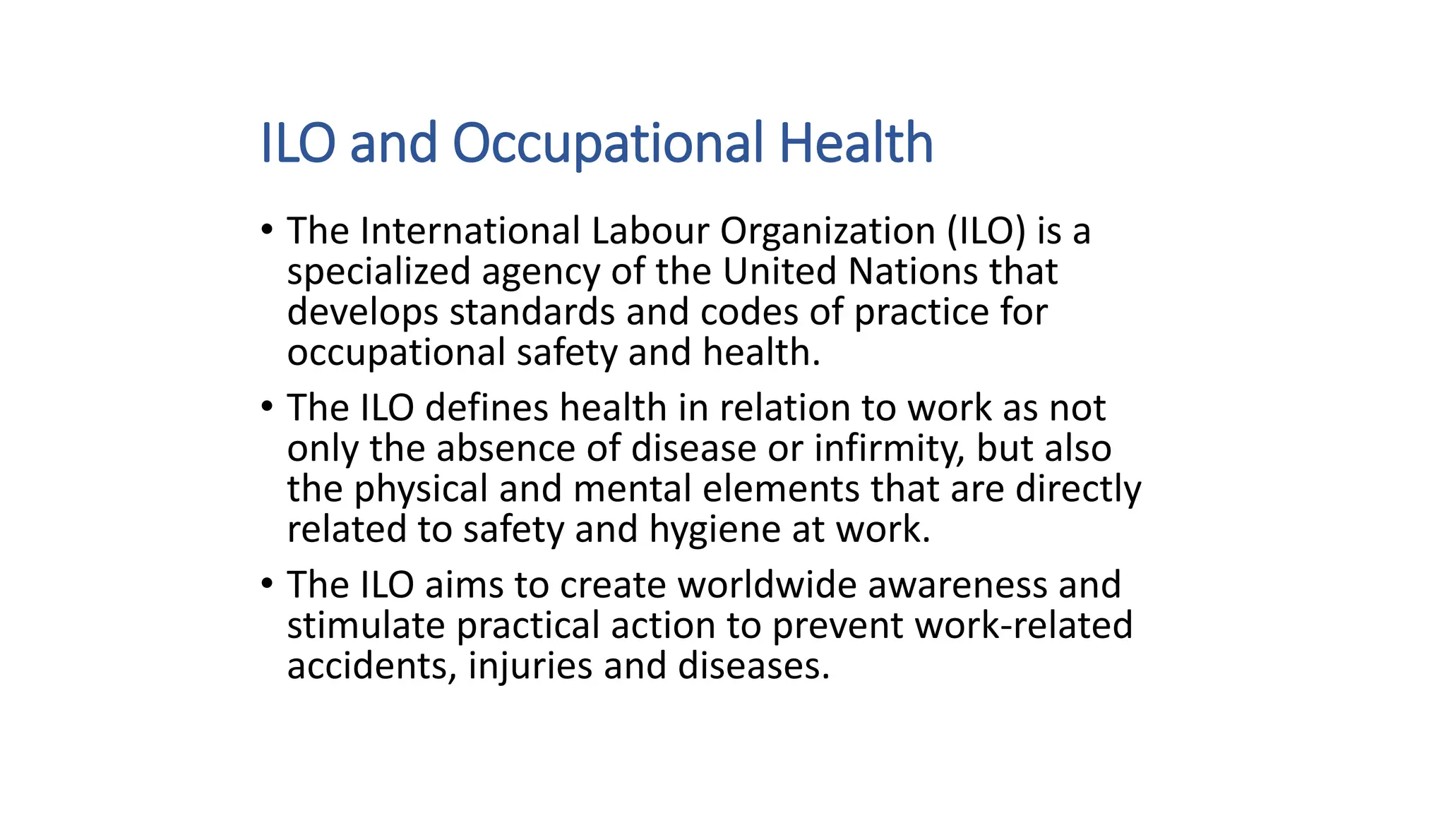 Occupational Health and Safety Protocols of International Labour ...