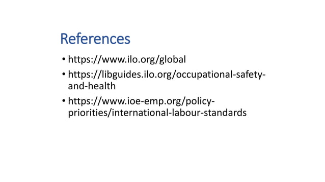 Occupational Health and Safety Protocols of International Labour ...