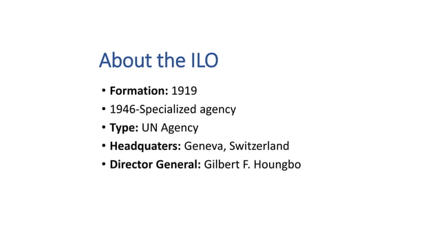 ILO (International Labour Organization ) | PPTX | Business | Business ...