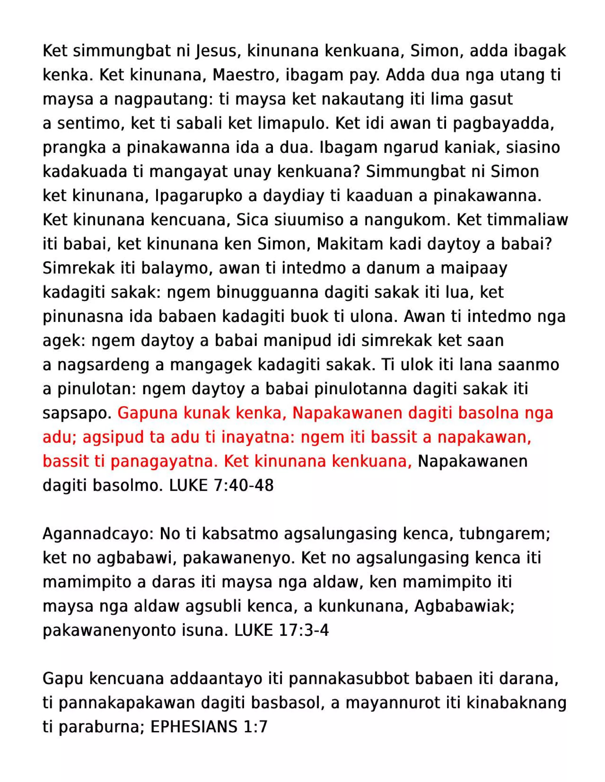 Ilocano Forgiveness Tract | PDF