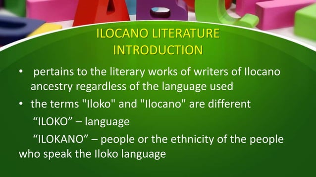 Ilocano Literature | PPTX | Books and Literature
