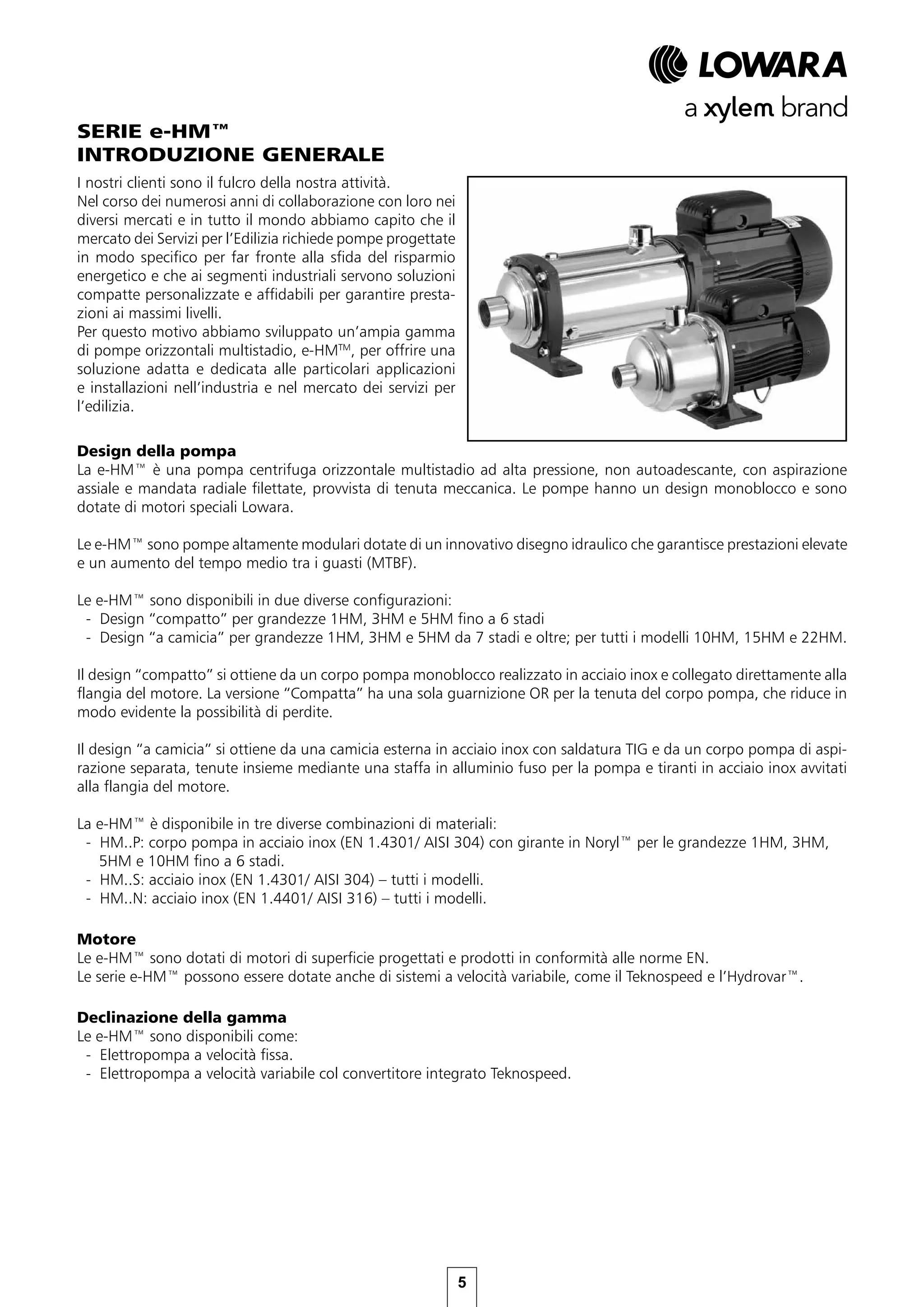 Lowara serie HM - Pompe multistadio orizzontali - Fornid | PDF | Home ...