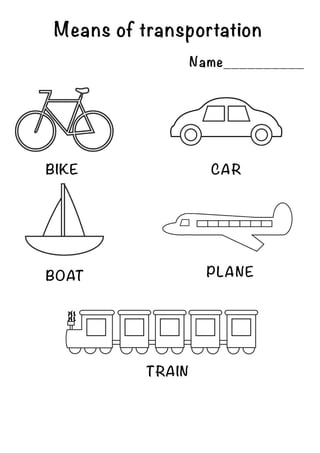 Means of transport, coloring and match for kindergarten | PDF