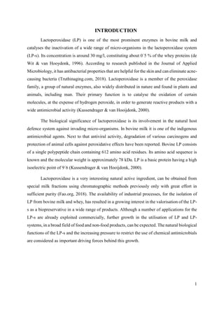 PROCESS OF EXTRACTION OF LACTOPEROXIDASE PROTEIN FROM YOGURT WHEY | PDF