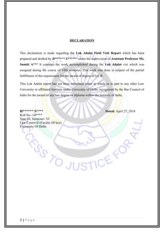 National Lok Adalat Field Visit Report | PDF