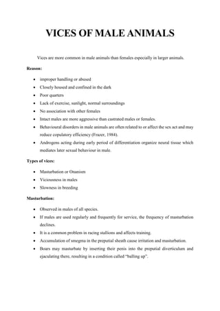 Coital Injuries and Vices of Male Animals | PDF | Sexual Conditions ...