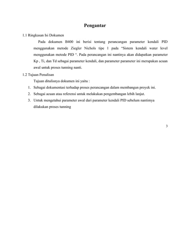 Sistem Kendali Water Level dengan Metode PID | PDF