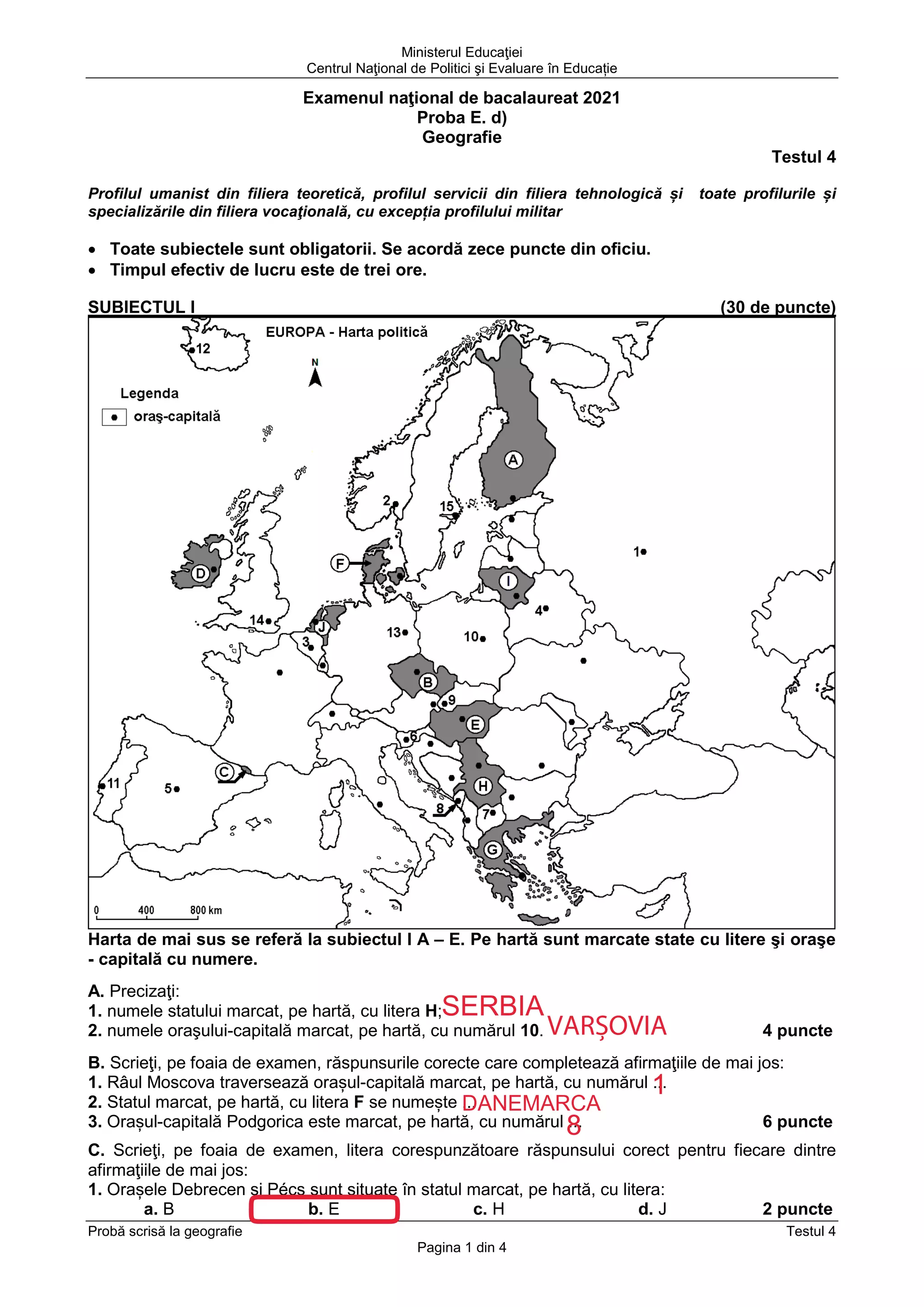 TESTE BAC ANTRENAMENT-GEOGRAFIE 2021 REZOLVATE | PDF