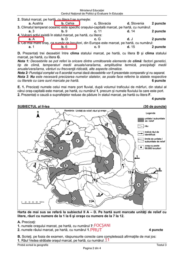 TESTE BAC ANTRENAMENT-GEOGRAFIE 2021 REZOLVATE | PDF