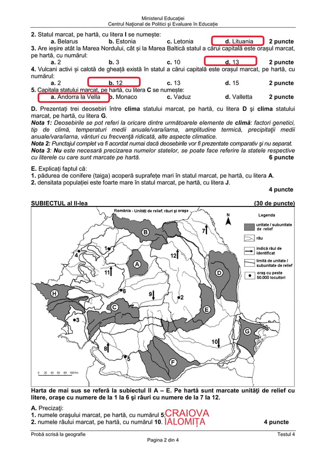 TESTE BAC ANTRENAMENT-GEOGRAFIE 2021 REZOLVATE | PDF