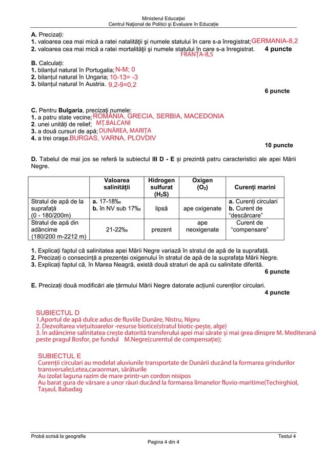 TESTE BAC ANTRENAMENT-GEOGRAFIE 2021 REZOLVATE | PDF