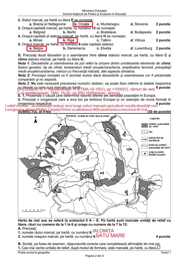 TESTE BAC ANTRENAMENT-GEOGRAFIE 2021 REZOLVATE | PDF