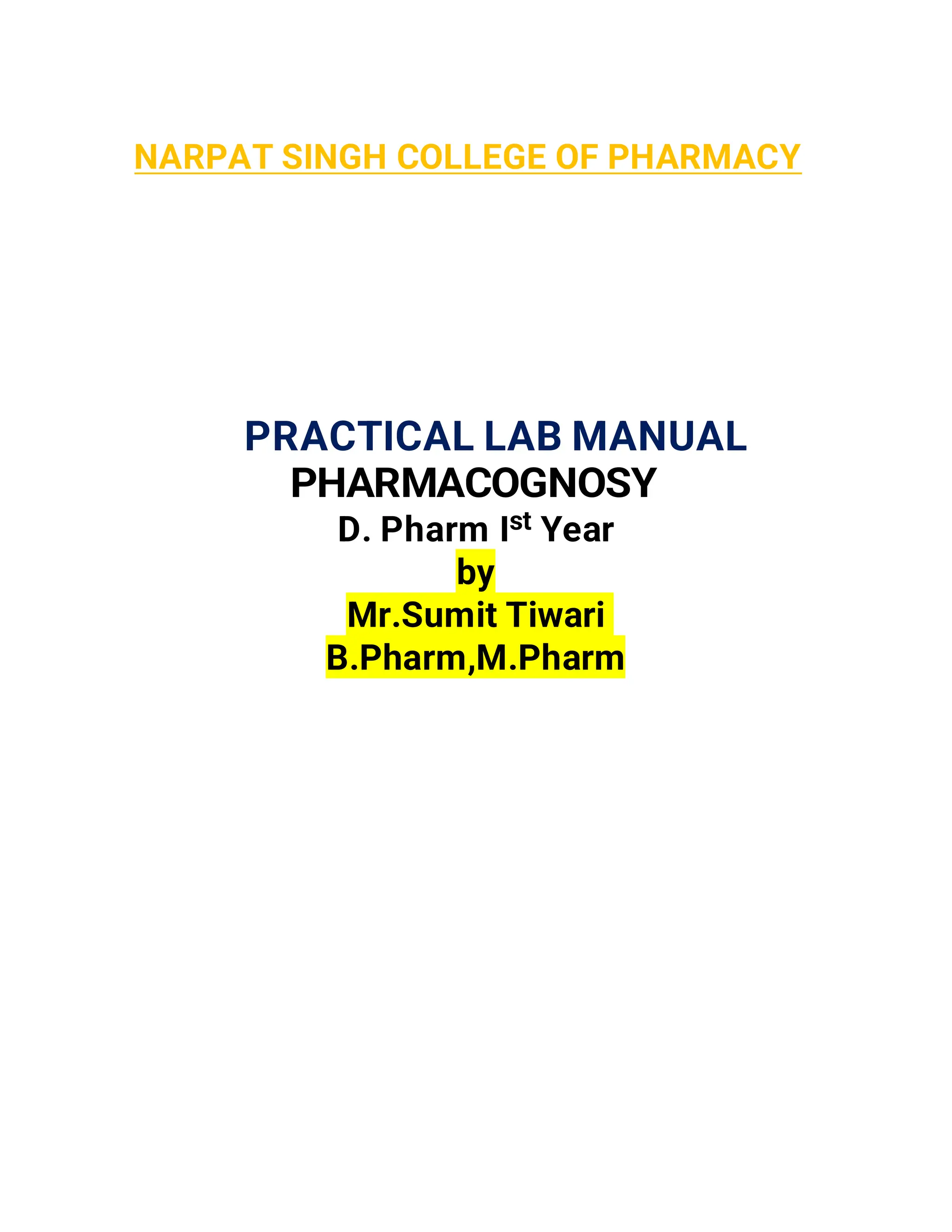 Practical Manual of Pharmacognosy Diploma in Pharmacy 1st year.pdf
