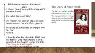 Anne Fank wrote the diary of a young girl | PPT