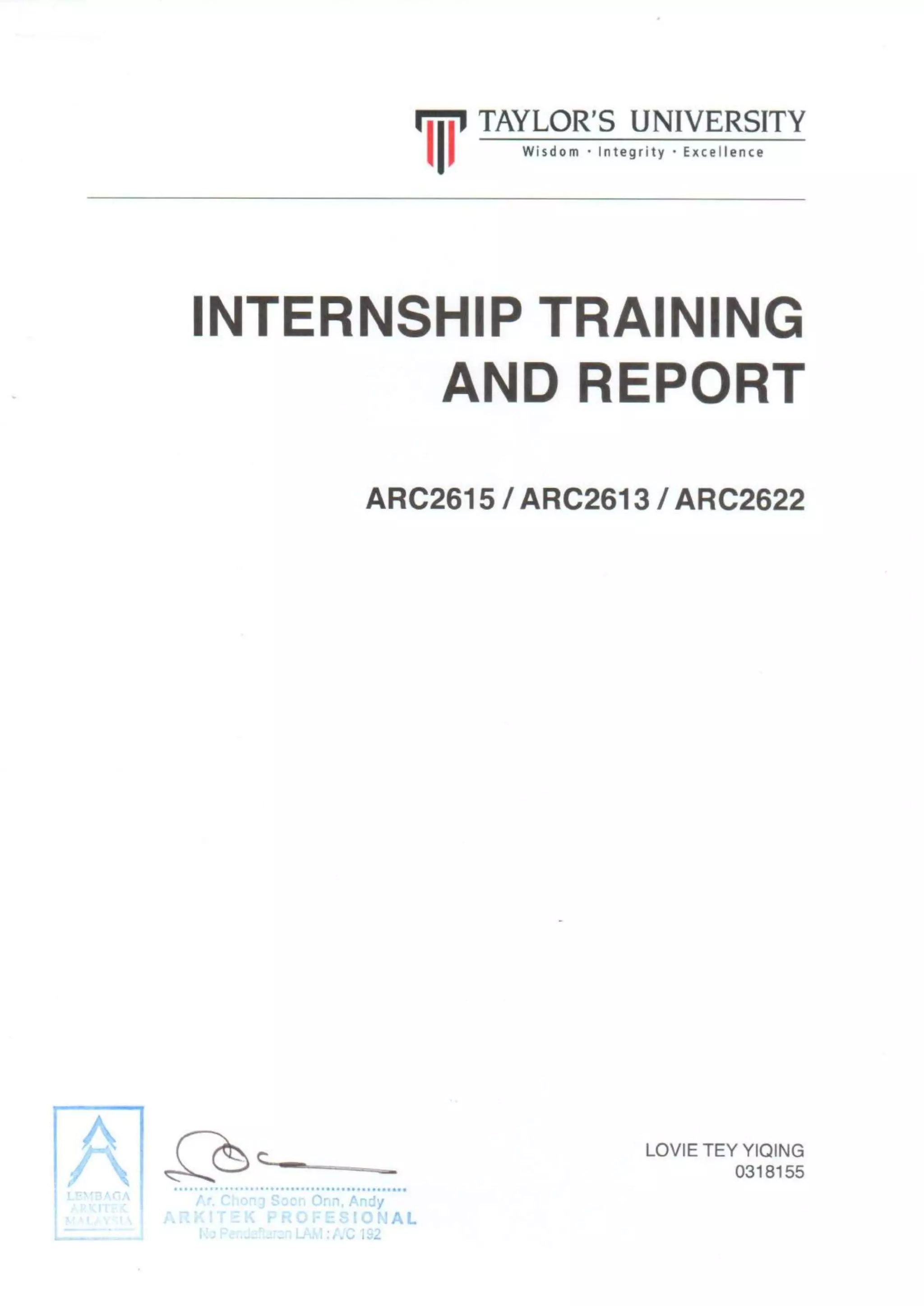 Internship Report and Logsheet - Taylor's University Lakeside Campus | PDF