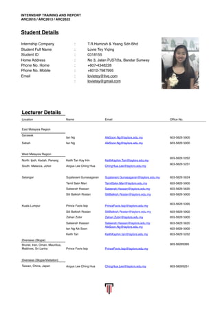 Internship Report and Logsheet - Taylor's University Lakeside Campus | PDF