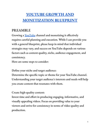 Youtube Growth and Monetization Blueprint | PDF