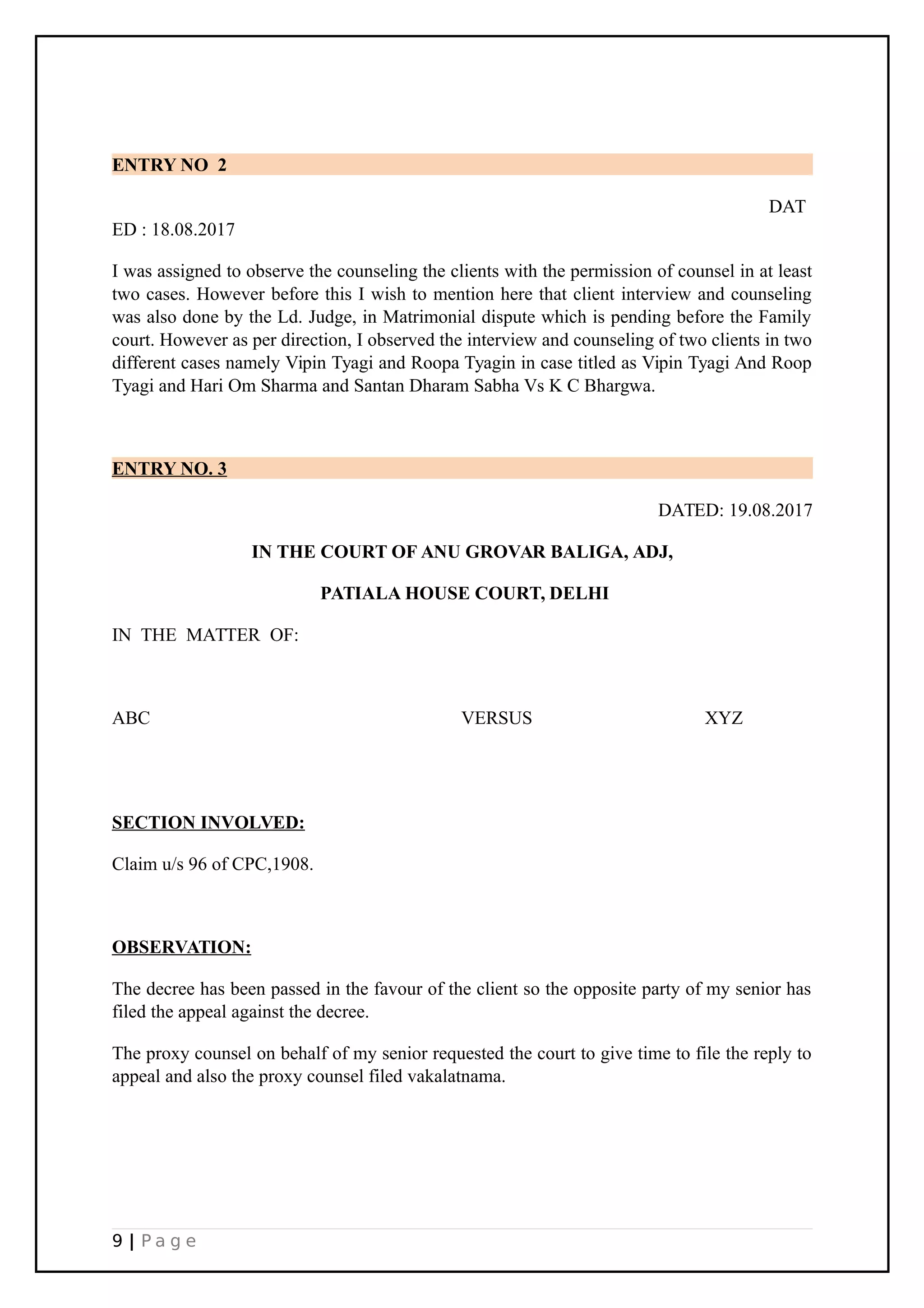 COURT DIARY / INTERNSHIP REPORT | PDF