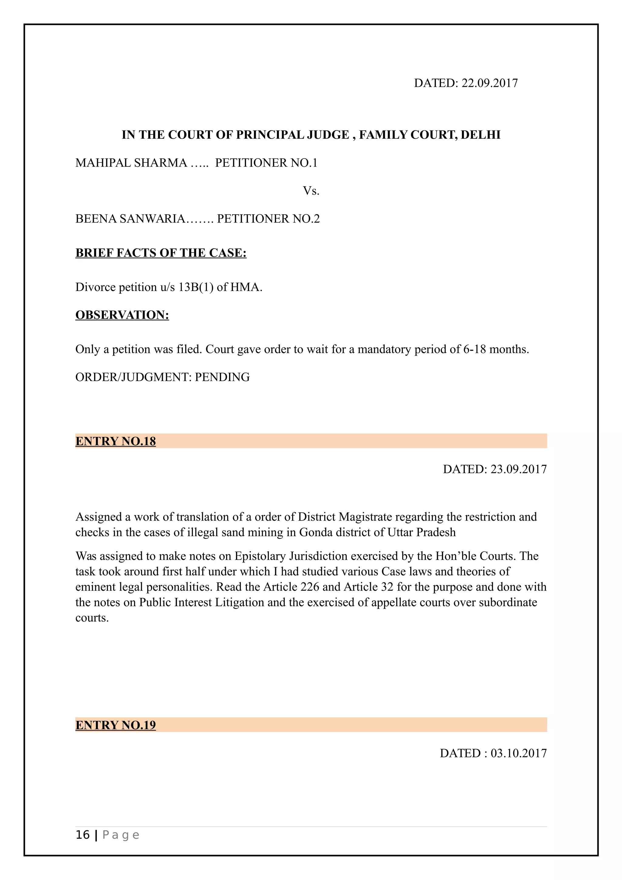 COURT DIARY / INTERNSHIP REPORT | PDF